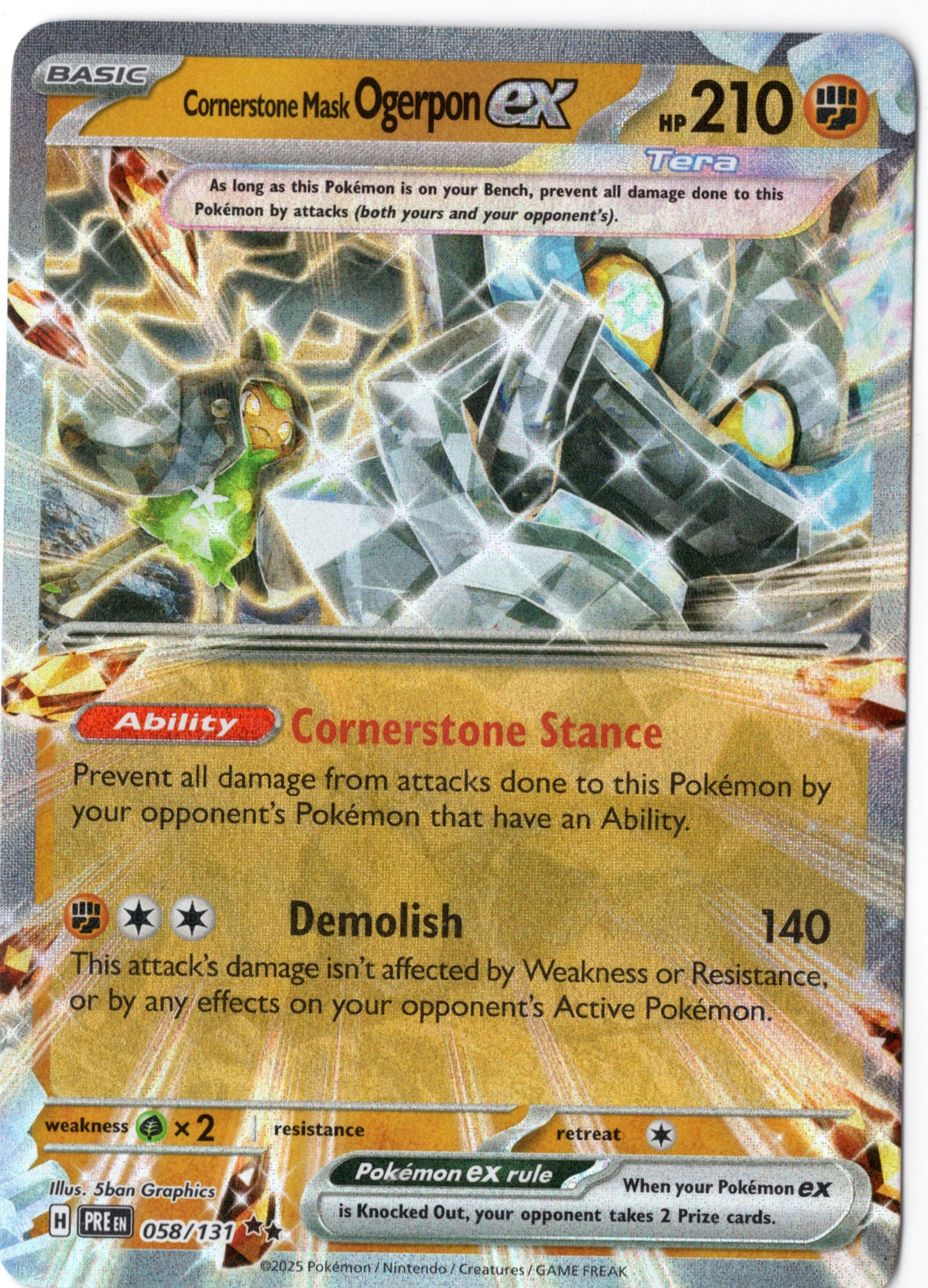 Pokemon Cornerstone Mask Ogerpon ex 058/131 Prismatic Evolutions Double ...