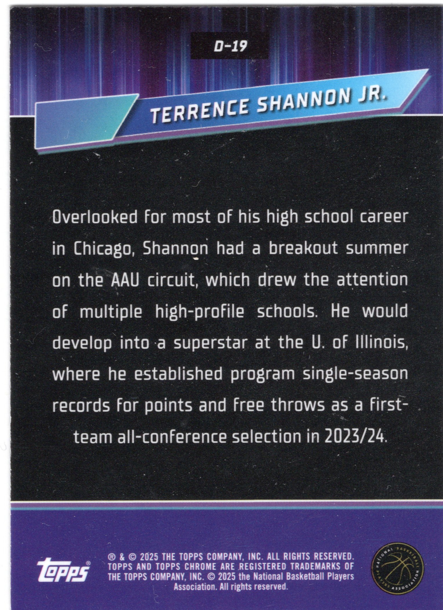 2024-25 Topps Chrome Destiny #D19 Terrence Shannon Jr. – Euro Elite Cards