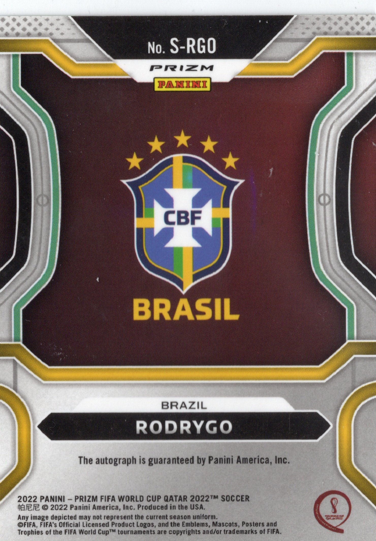 2022 Panini Prizm FIFA World Cup Signatures Green Wave #SRGO Rodrygo AU ...