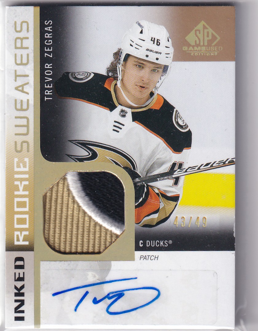 2021-22 SP Game Used Inked Rookie Sweaters Patch #RSTZ Trevor Zegras/49 – Euro Elite Cards