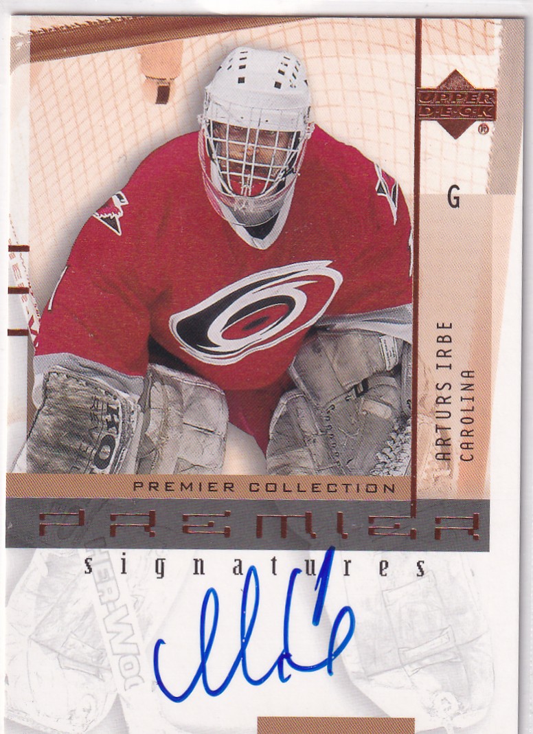 2001-02 UD Premier Collection Signatures #AI Arturs Irbe B – Euro Elite ...