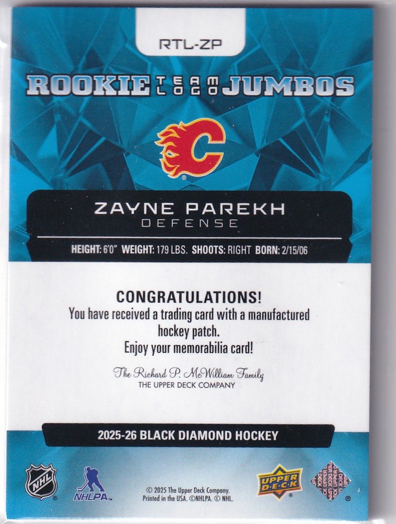 2025-26 Black Diamond Rookie Team Logo Jumbo Puzzle Patch #RTLZP Zayne ...