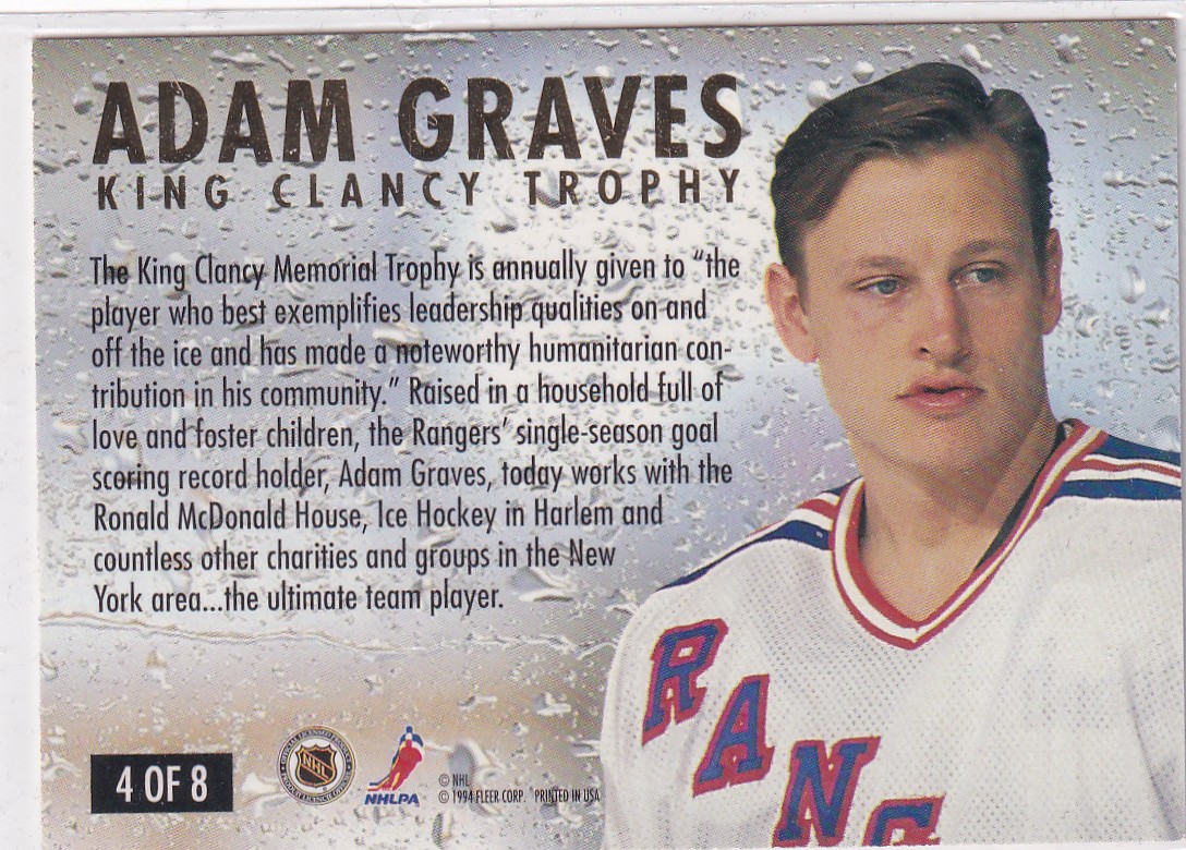 1994-95 Ultra Award Winners #4 Adam Graves – Euro Elite Cards